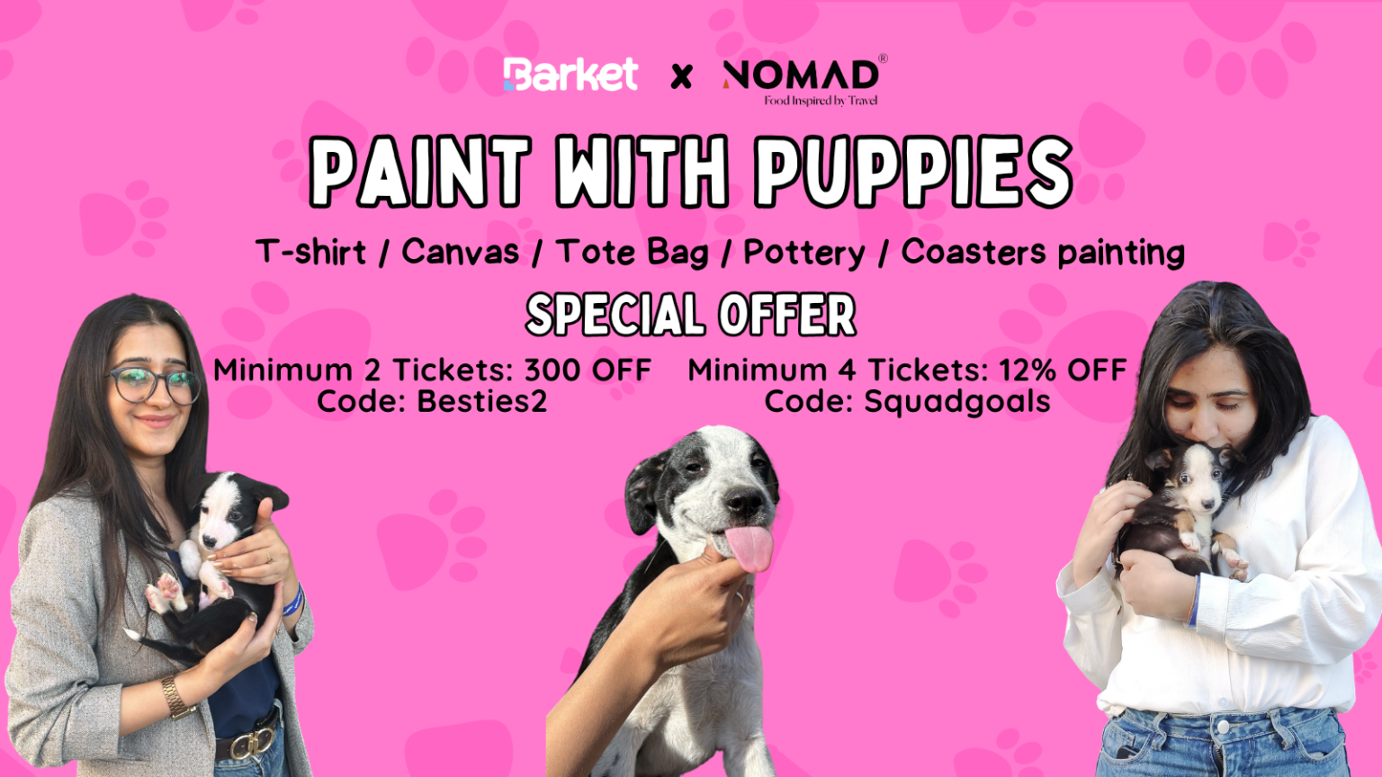 Paint With Puppies | 6th April 2025 Sunday | Nomad Pizza, Indiranagar ...